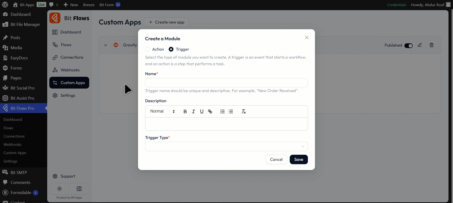 How To Add A Custom App As A Trigger In Bit Flows